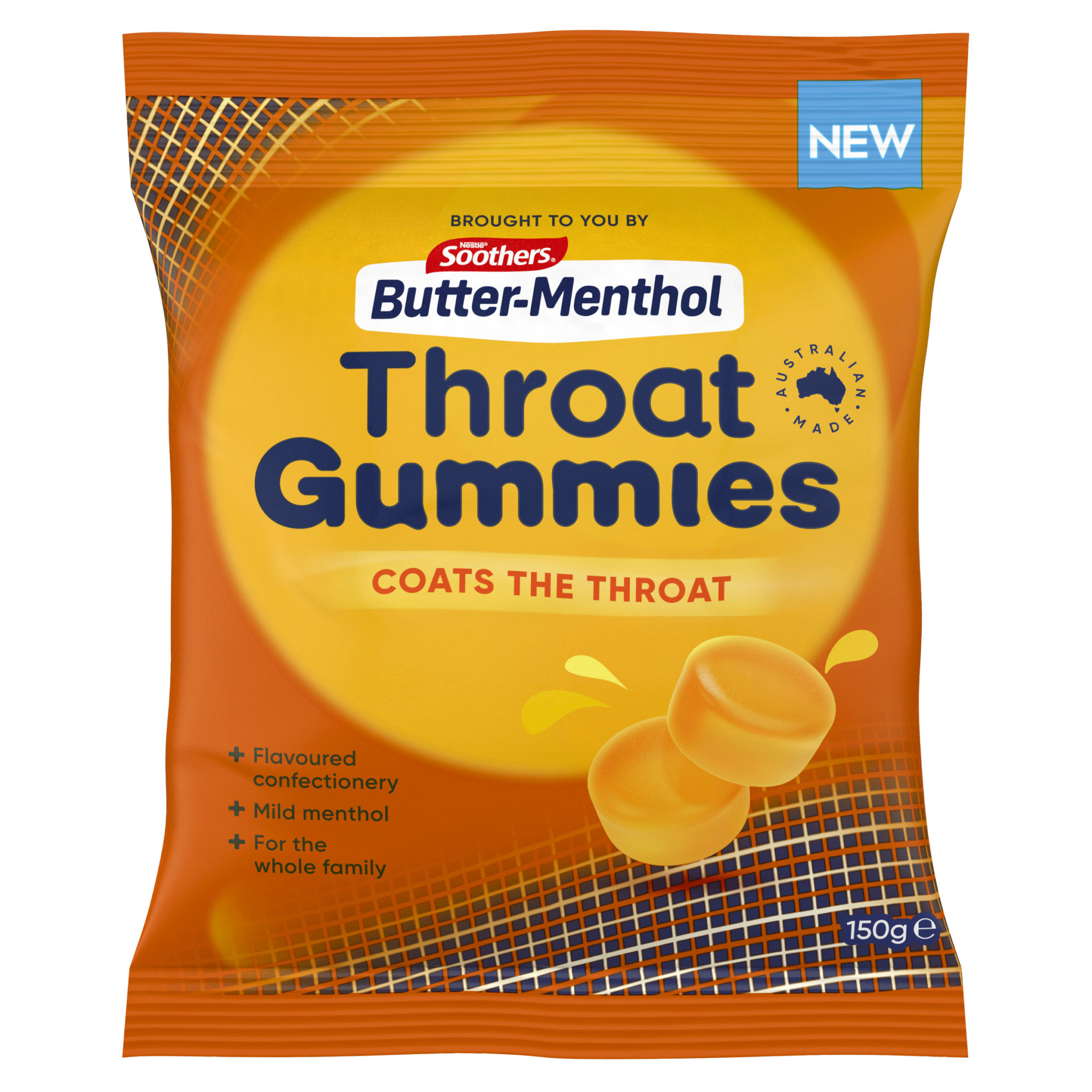 BUTTER MENTHOL CONFECTIONERY THROAT GUMMIES 150G