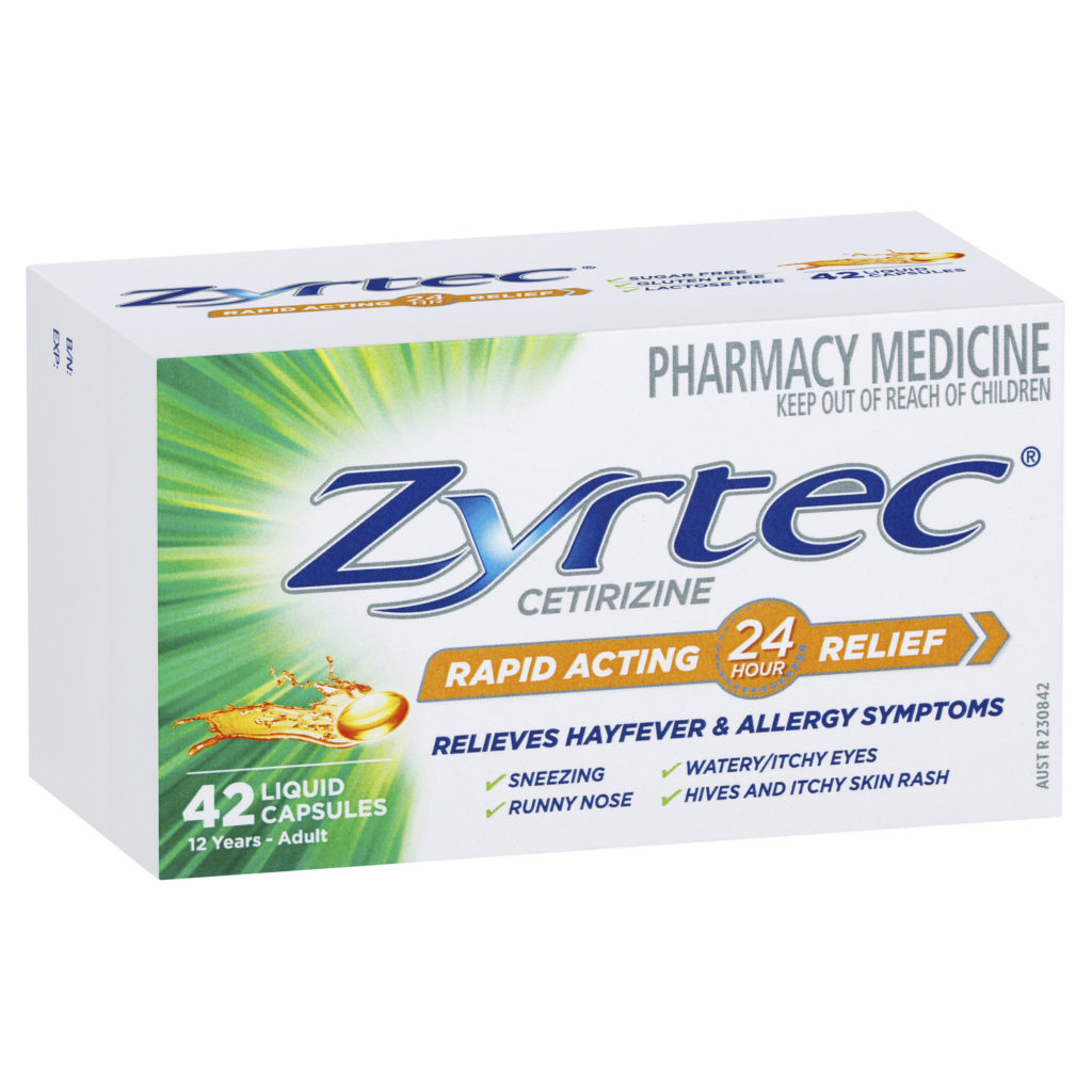 Zyrtec Rapid Acting Relief Hayfever & Allergy Liquid Capsules 42 pack
